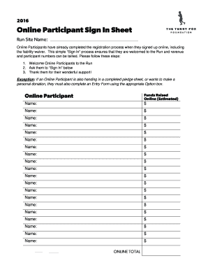 Fillable Online Online Participant Sign In Sheet Fax Email Print ...