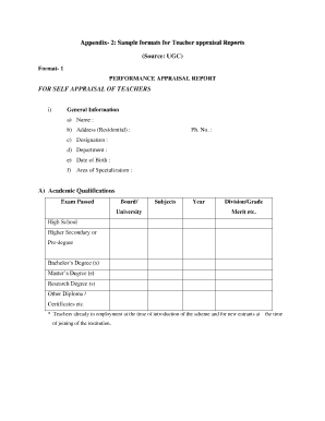 Fillable Online mvpcoednsk Appendix- 2: Sample formats for Teacher ...