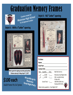 Fillable Online westviewgradnight Graduation Memory Frames ...