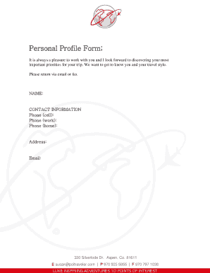 Fillable Online Personal Profile Form; Fax Email Print - pdfFiller