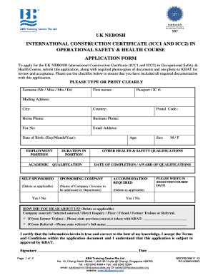 Fillable Online kbatraining 098 NEBOSH Construction Certificate Course ...