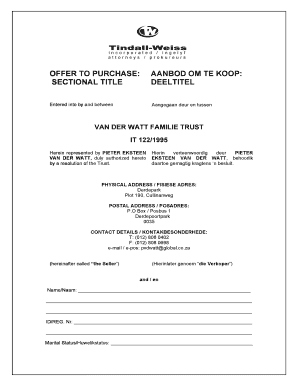 Offer To Purchase: Sectional Title Aanbod Om Te Koop ... - Nica's ...