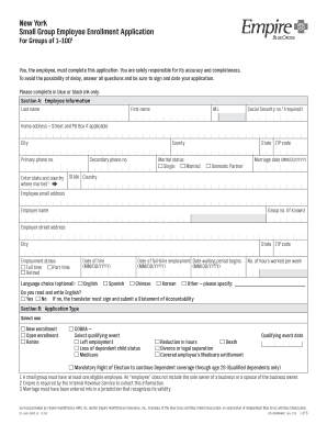 Fillable Online New York Small Group Employee Enrollment Application ...