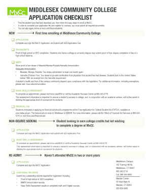 Fillable Online college application form - Middlesex Community College ...