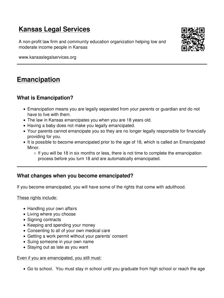 Fillable Online Emancipation means you are legally separated from your ...