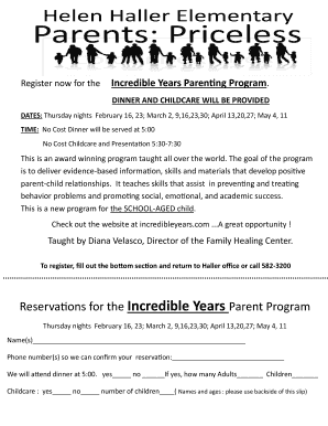 Fillable Online Incredible Years Parent Program Fax Email Print - pdfFiller