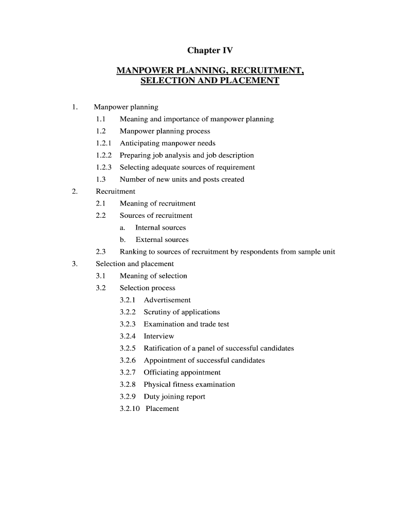 Fillable Online MANPOWER PLANNING, RECRUITMENT, Fax Email Print - pdfFiller