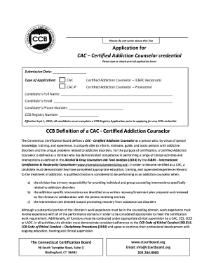 Fillable Online ctcertboard CAC Certified Addiction Counselor ...