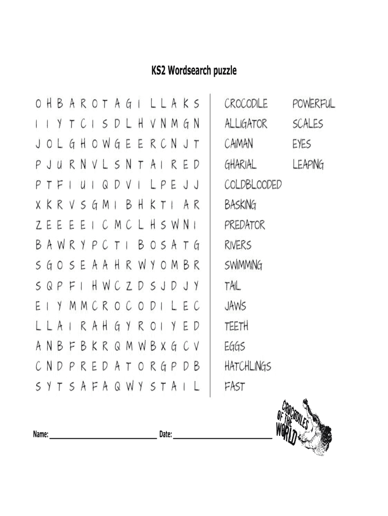 Fillable Online crocodilesoftheworld co KS2 Wordsearch puzzle ...