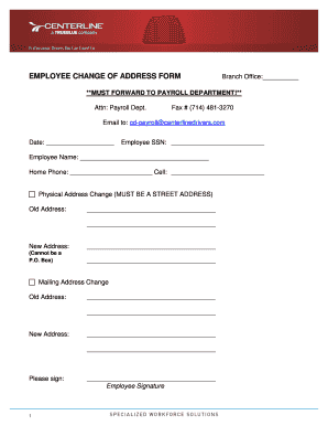 Fillable Online employee change of address form - Centerline Drivers ...