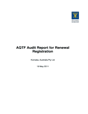 Fillable Online AQTF Audit Report for Renewal Registration - komatsu ...