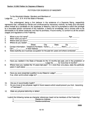 Fillable Online oasis41 Section 10.090 Petition for Degrees of Masonry ...