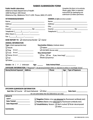 Fillable Online ok RABIES SUBMISSION FORM - ok.gov Fax Email Print ...