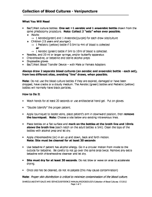 Fillable Online Collection of Blood Cultures - Venipuncture Fax Email ...