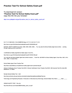 Fillable Online Practice Test For School Safety Exam - pdfslibforyou ...