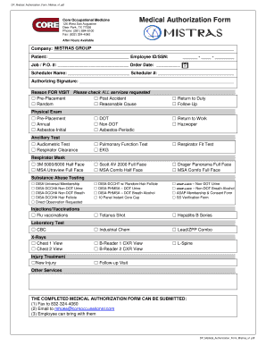 Fillable Online DP Medical Authorization Form Mistras v1 Fax Email ...