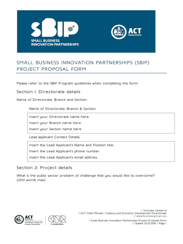 Fillable Online business act gov Small Business Innovation Partnerships ...