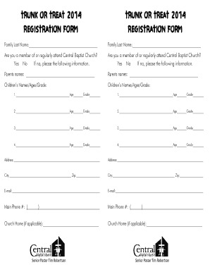 Fillable Online Trunk or Treat 2014 Registration Form Trunk or Treat ...