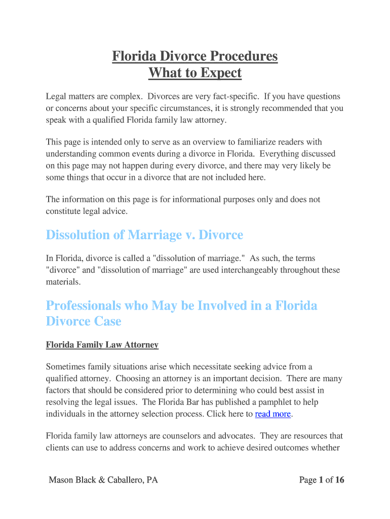 Fillable Online Florida Divorce Procedures Fax Email Print - pdfFiller