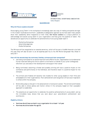 Fillable Online iaaindiachapter Nomination Form IAA - iaaindiachapter ...