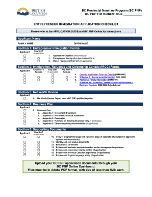 Fillable Online BC Provincial Nominee Program (BC PNP) Fax Email Print ...