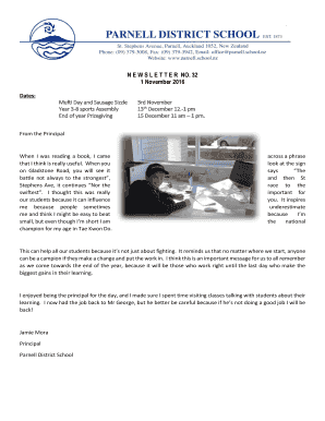 Fillable Online parnell school Newsletter#32 - Parnell District School ...