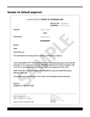 Fillable Online Sample 10: Default judgment Fax Email Print - pdfFiller