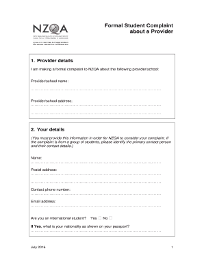 Fillable Online Formal Student Complaint Fax Email Print - pdfFiller