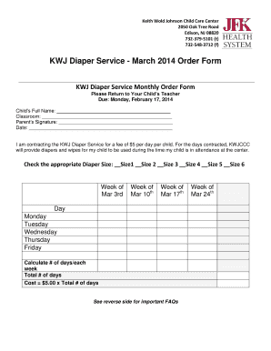 Fillable Online jfkchildcarecenter KWJ Diaper Service - March 2014 ...