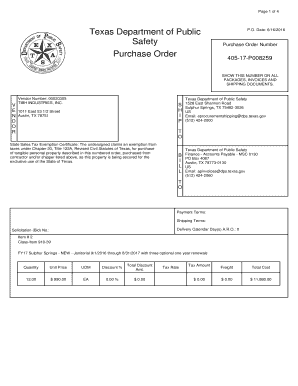 Fillable Online txdps state tx Purchase Order - Texas Department of ...