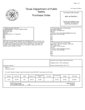 Fillable Online txdps state tx Purchase Order - Texas Department of ...