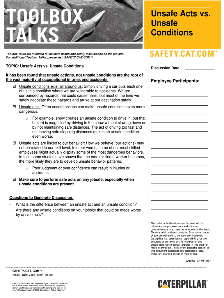 Fillable Online Unsafe Acts vs. Unsafe Conditions - AgNewsCenter.com ...