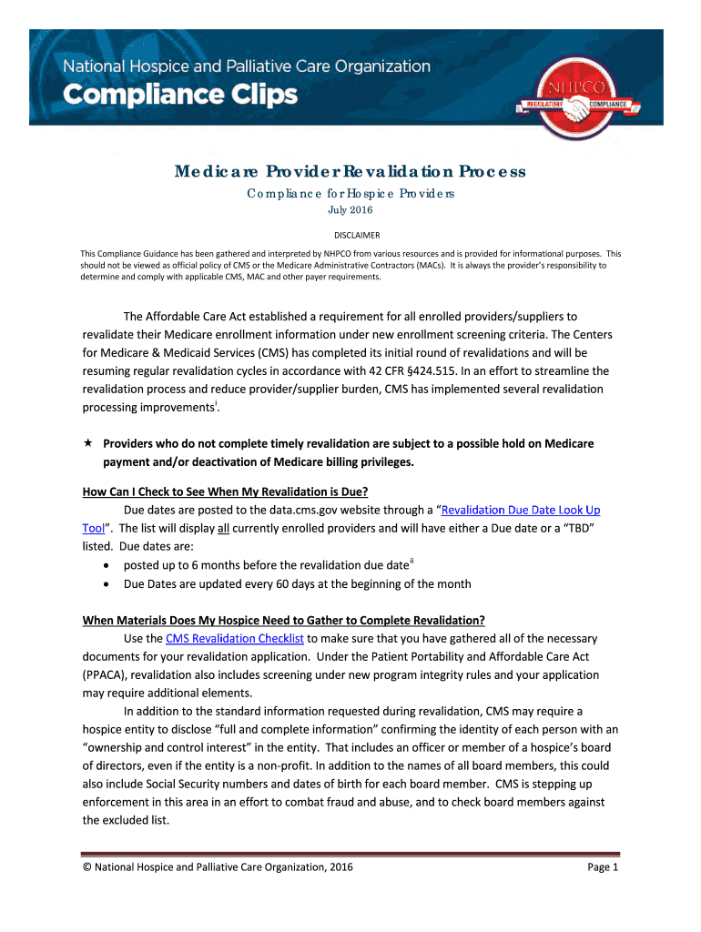 Fillable Online Medicare Provider Revalidation Process Fax Email Print - pdfFiller