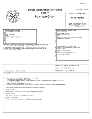 Fillable Online txdps state tx Purchase Order - Texas Department of ...