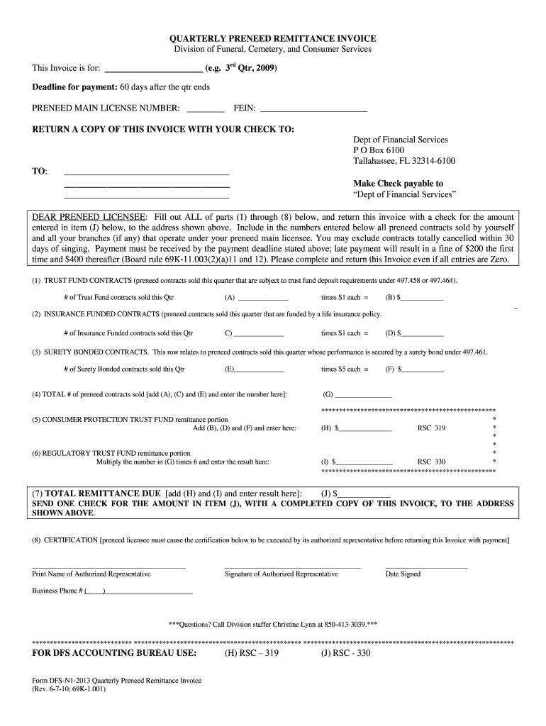 Fillable Online Division of Funeral, Cemetery, and Consumer Services - Florida ... Fax Email ...