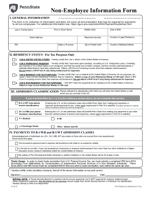 Fillable Online guru psu Non-Employee Information Form. Non-Employee ...