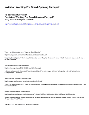 Fillable Online Invitation Wording For Grand Opening Party ...