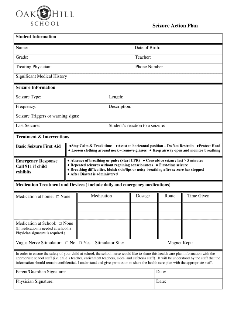 Fillable Online Seizure Type: Fax Email Print - pdfFiller