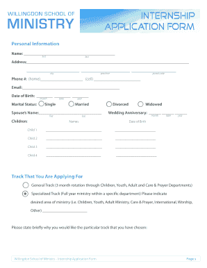 Fillable Online webdocuments willingdon Internship Application Form ...