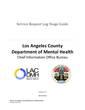 Fillable Online lacdmh lacounty Service Request Log Usage Guide ...