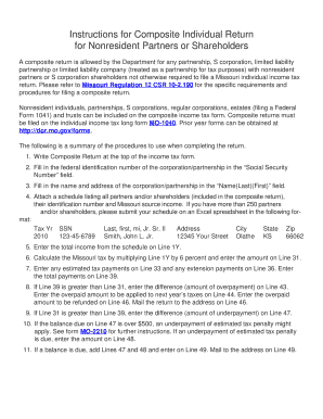 Fillable Online dor mo Instructions for Composite Individual Return for ...