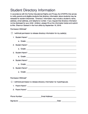 Fillable Online utahmilitaryacademy Student Directory Information - Utah Military Academy ...