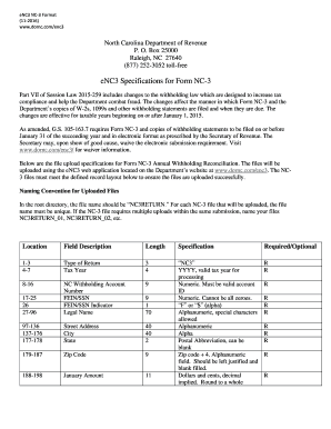 Fillable Online dor state nc eNC3 Specifications for Form NC-3 - dor ...