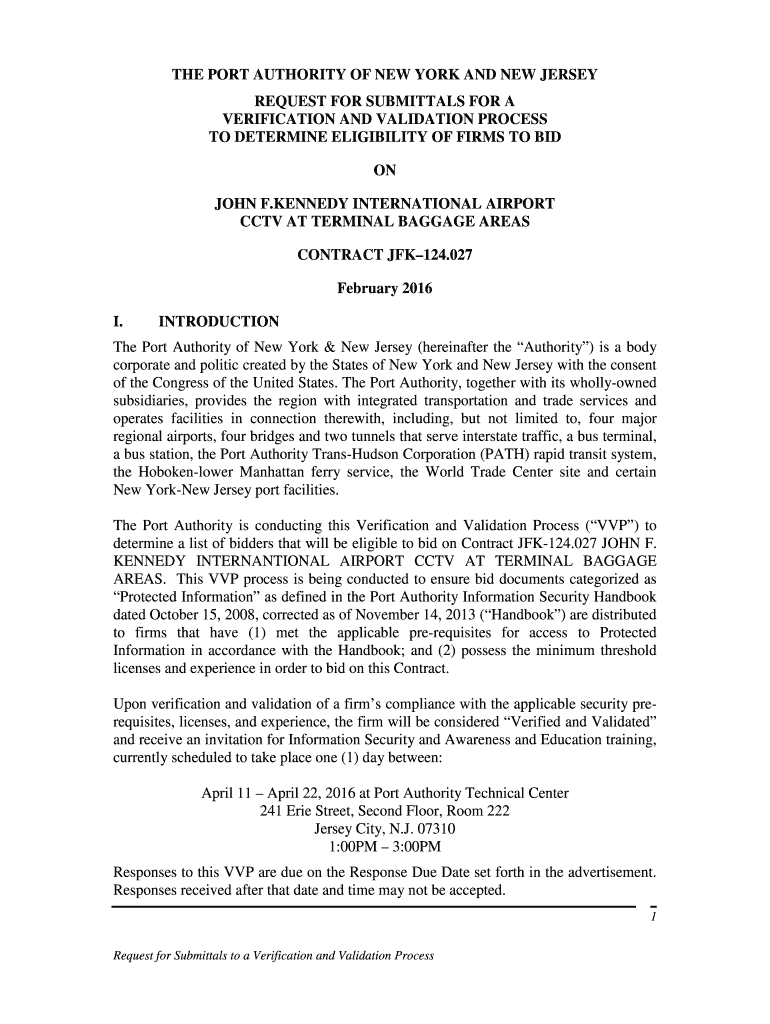 Fillable Online the port authority of new york and new jersey request ...