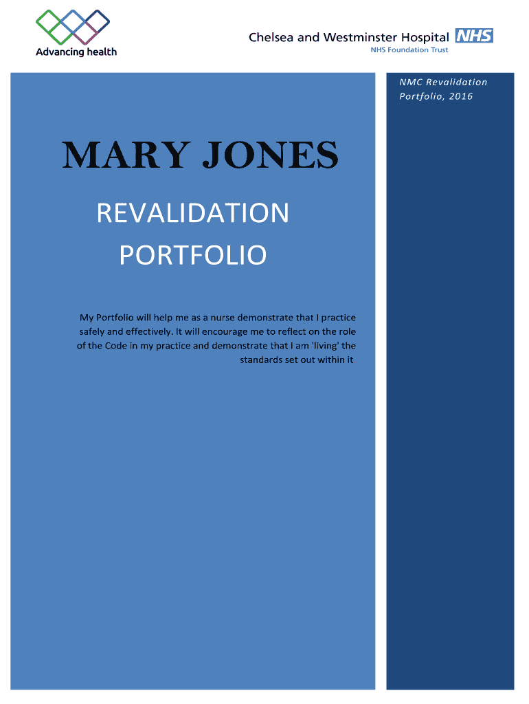 Fillable Online Nursing Revalidation Folder Example - chelwest.nhs.uk ...