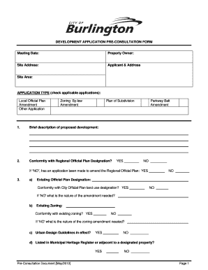 Fillable Online DEVELOPMENT APPLICATION PRE-CONSULTATION FORM Fax Email ...
