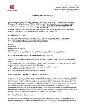 Fillable Online FORMAT FOR HATCH PROJECTS Fax Email Print - pdfFiller
