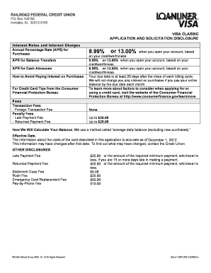 Fillable Online Visa Disclosure - Railroad Federal Credit Union Fax Email Print - pdfFiller