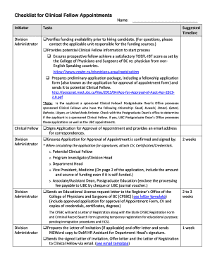 Fillable Online medicine med ubc Checklist for Clinical Fellow ...