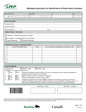 Fillable Online wlpip Manitoba Application for Identification ...